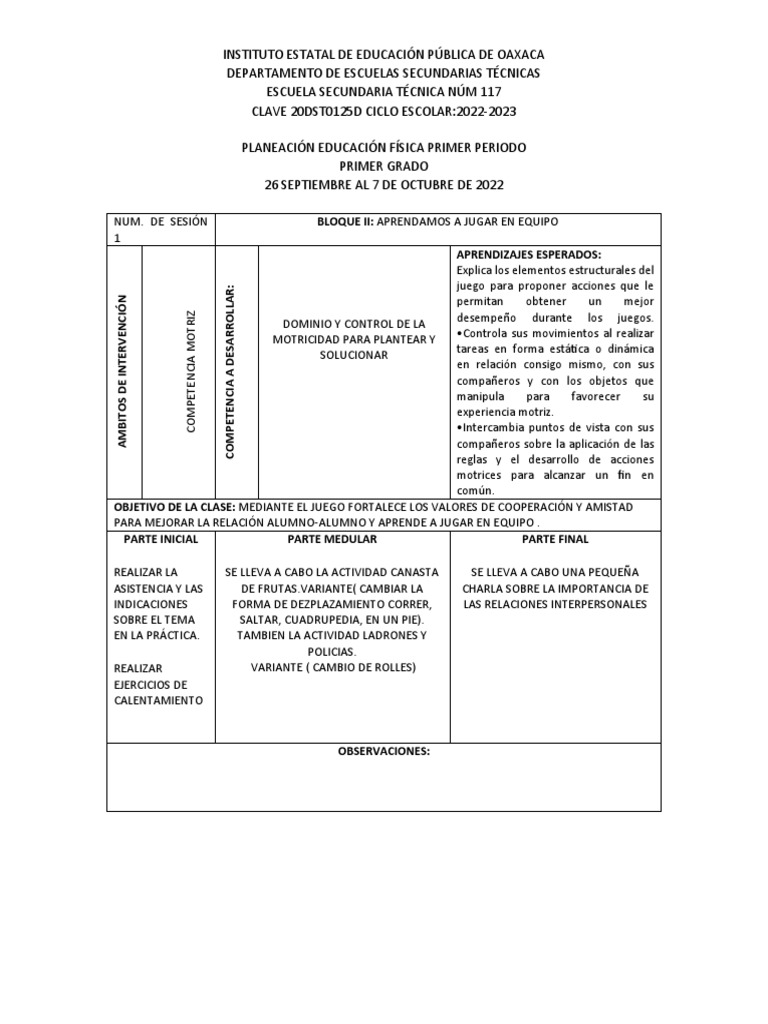Pla Educ Fis Primer Grado | PDF | Educación Física | Asociación de Futbol