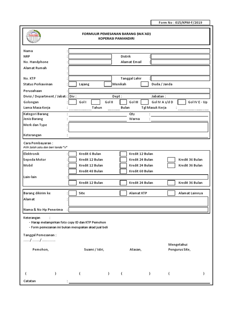 Form Pinjaman Barang | PDF