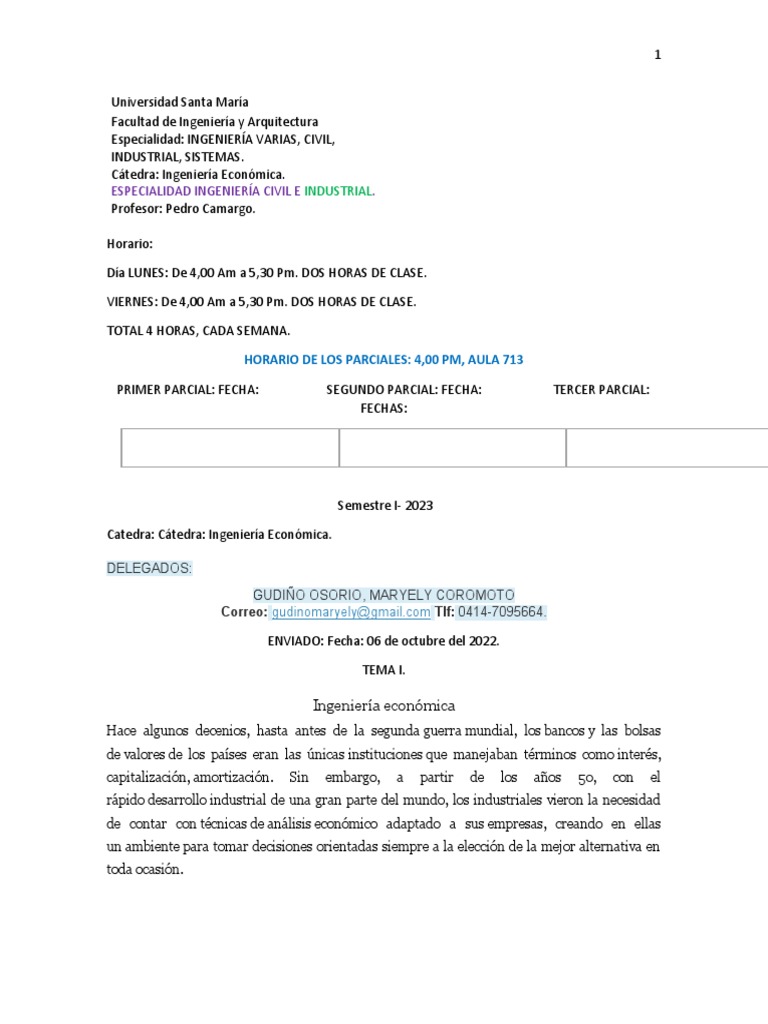 Tema I Introducción Ing Economica. | PDF | Interés | Tasas de interés