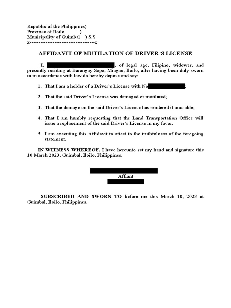 Affidavit of Mutilation | PDF