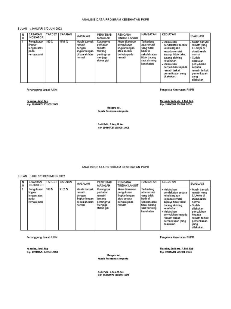Analisa Data PKPR | PDF