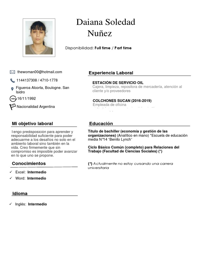 Curriculum Daiana Soledad Nuñez | PDF