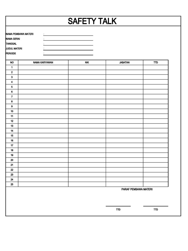 Absen Safety Talk | PDF