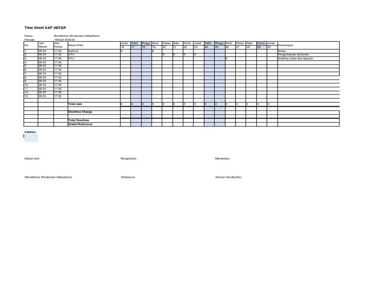TimeSheet 16 31 Juni | PDF