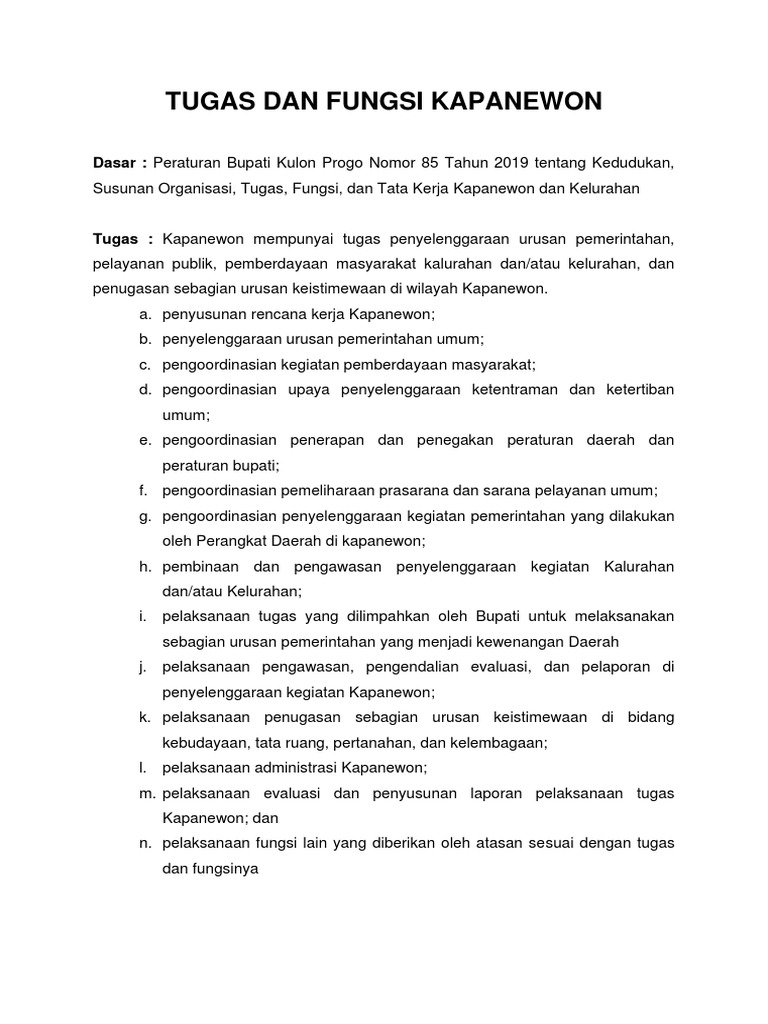 Tugas Dan Fungsi Unit Kerja | PDF