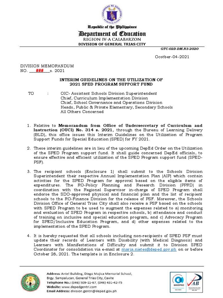 PSF_Interim-Guidelines-MEMO | PDF