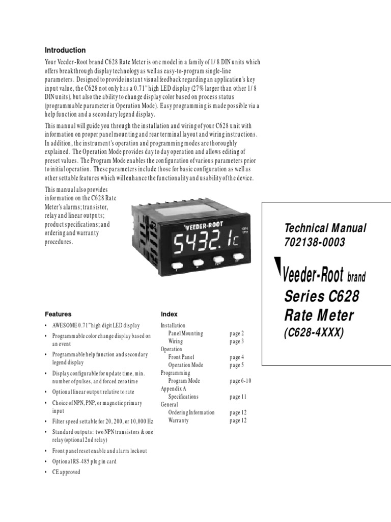 Veeder Root C628 Rate Meter Instruction Manual | PDF | Bipolar Junction Transistor | Parameter ...