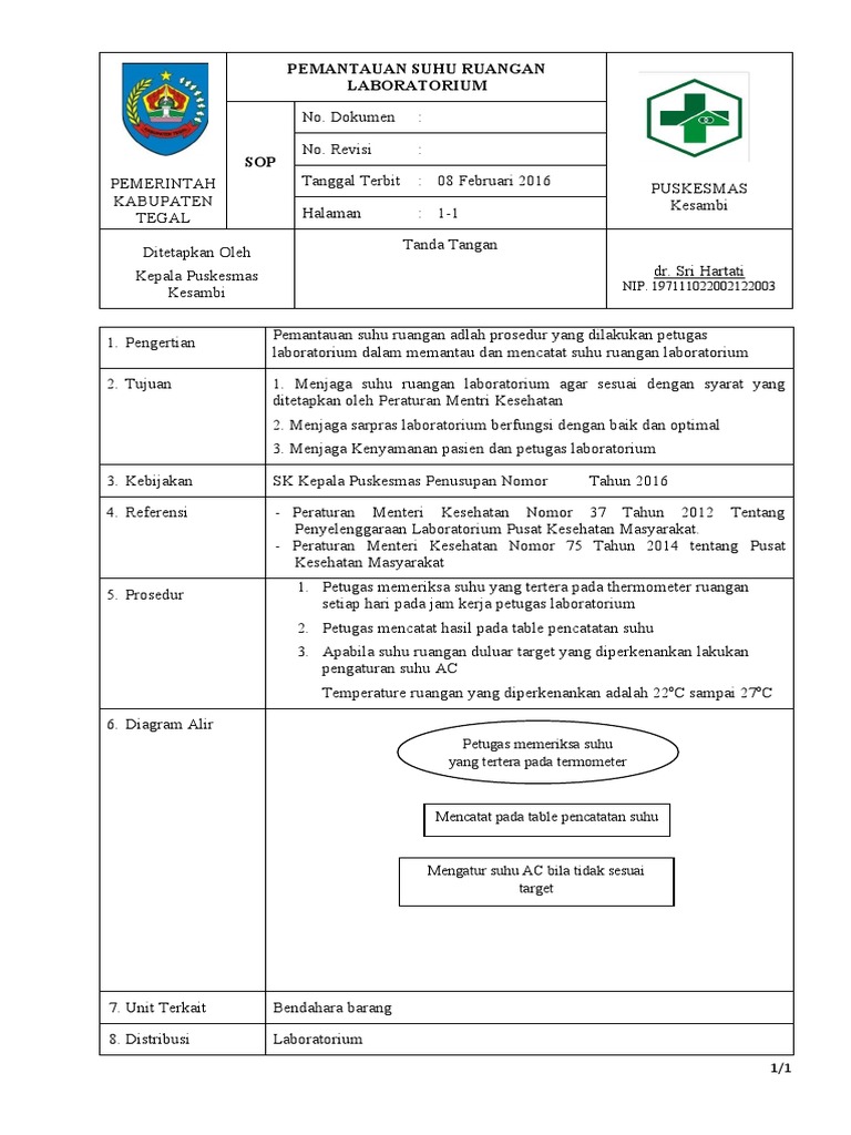 Spo Suhu Ruangan Laboratorium | PDF