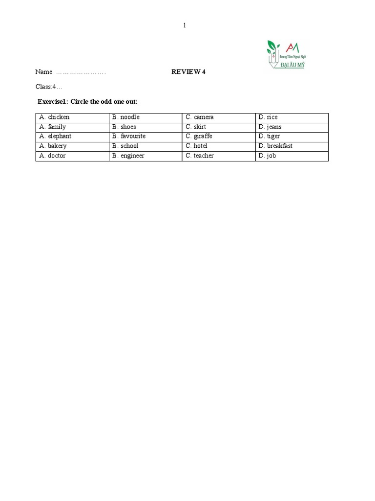 Đề Ôn Tập Tiếng Anh 4 Hkii | PDF