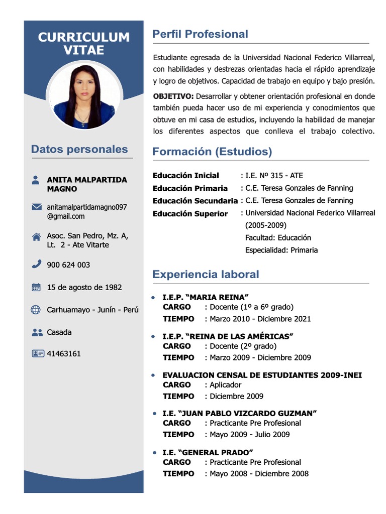 CV - Anita Malpartida Magno | PDF