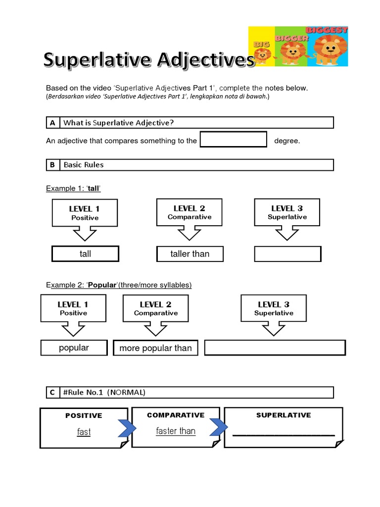 Notes Superlative Adjectives | PDF