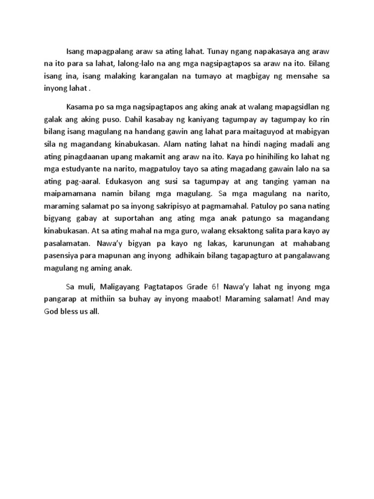 Closing Remarks Tagalog | PDF