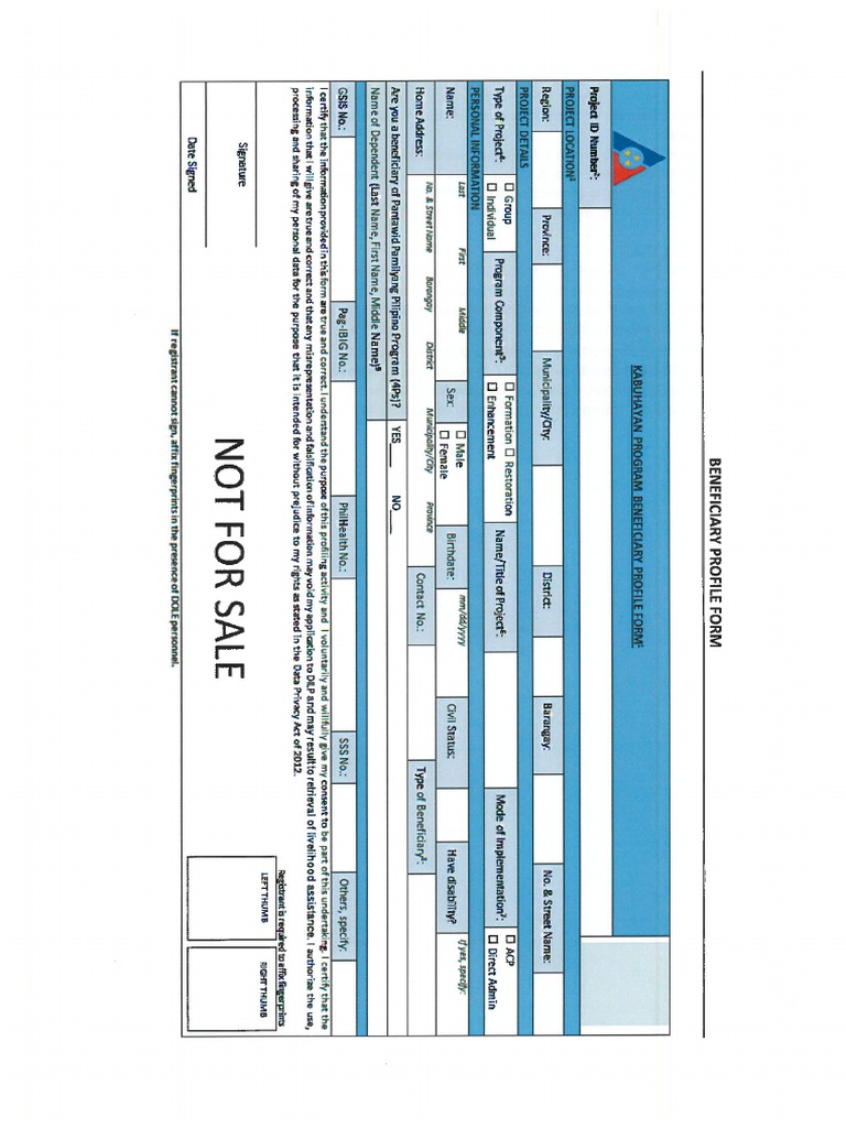 Beneficiary Profile Form English | PDF