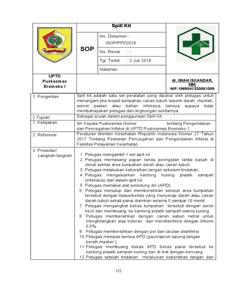 Prosedur Penggunaan Spill Kit Medis | PDF