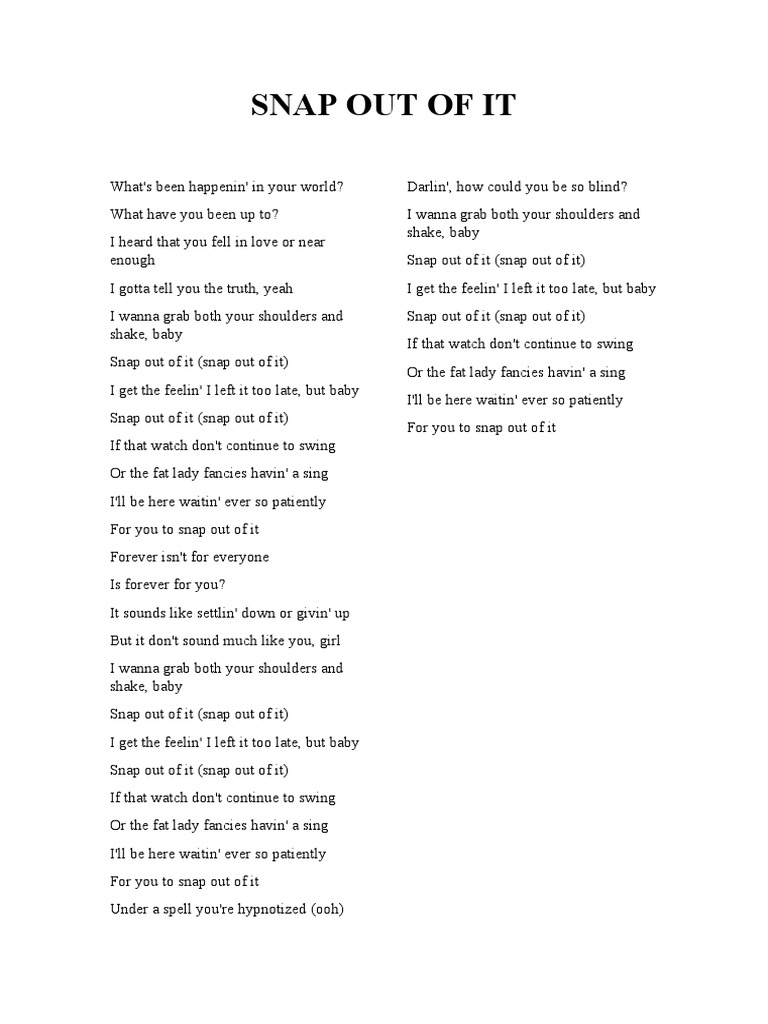 Snap Out Of It PDF