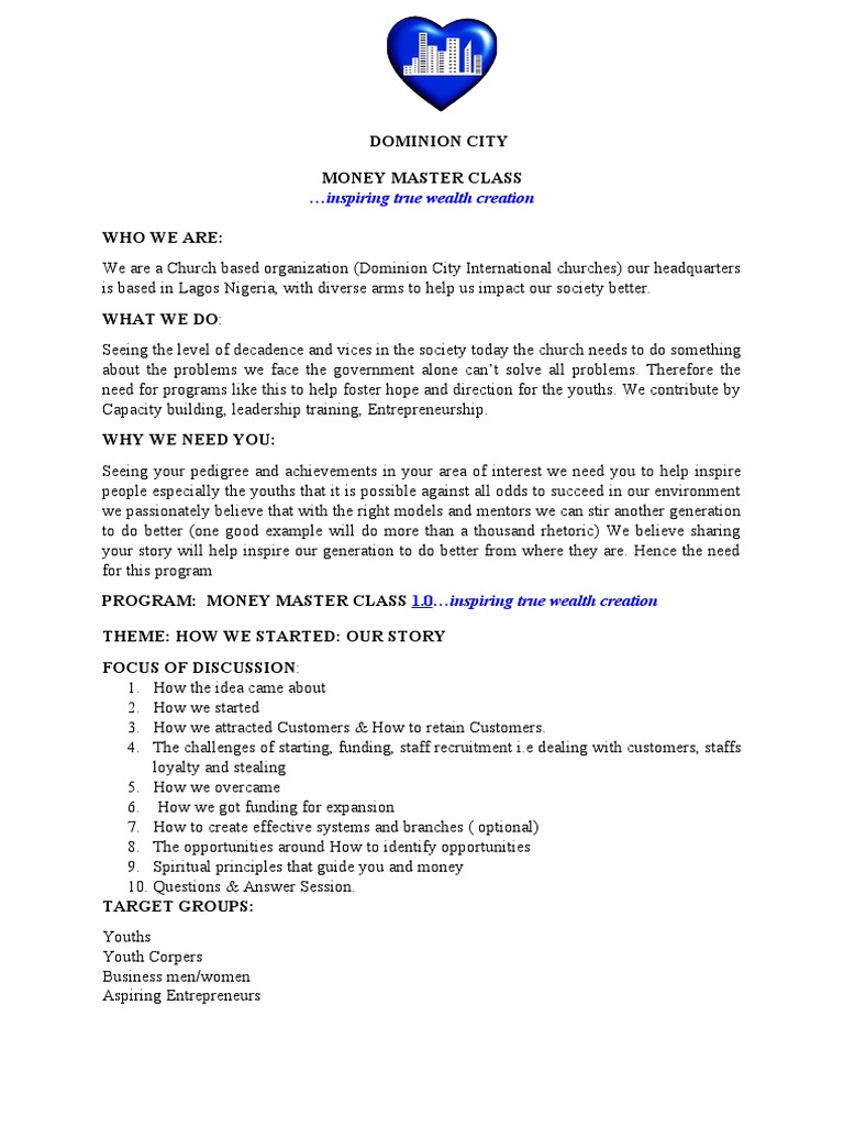 Money Master Class 1 | PDF