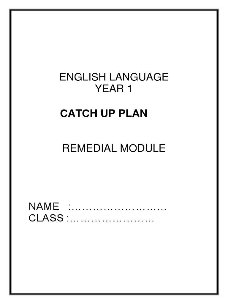English Language. Year 1 Remedial Module | PDF