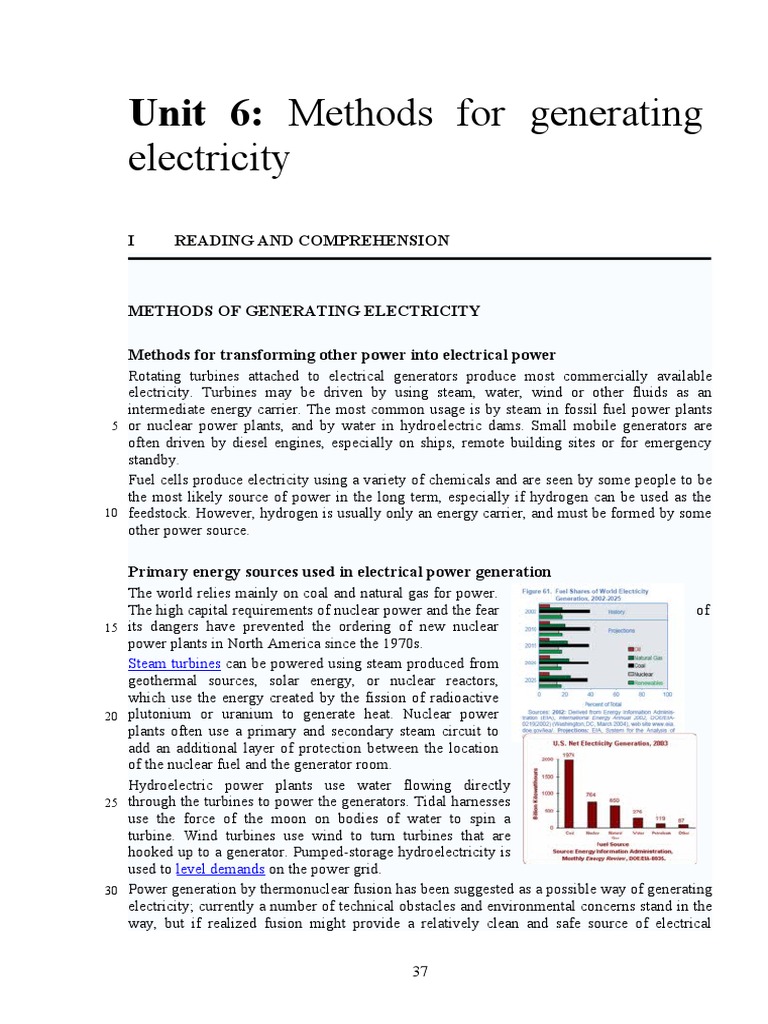 Methods of Electricity Generation | PDF | Electricity Generation ...