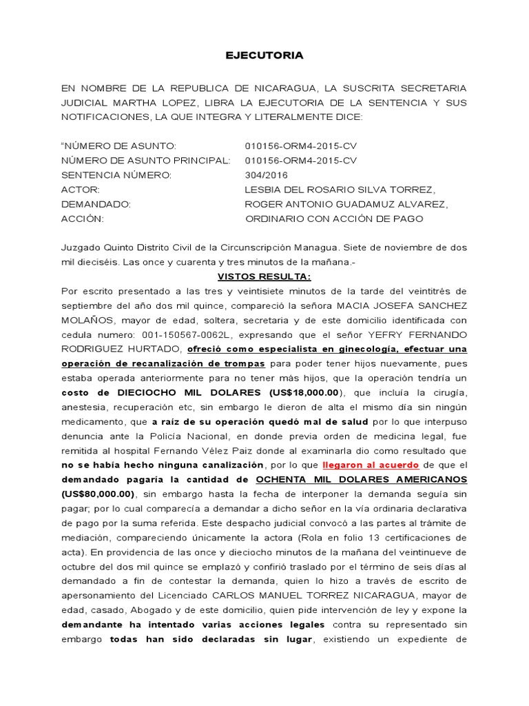 1 Caso Ejecutoria de Sentencia Firme | PDF