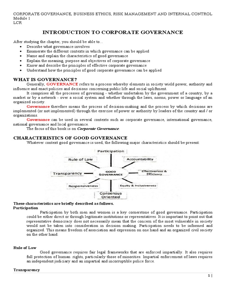 GBE Governance BusEthics Module 1 | PDF | Governance | Corporate Governance