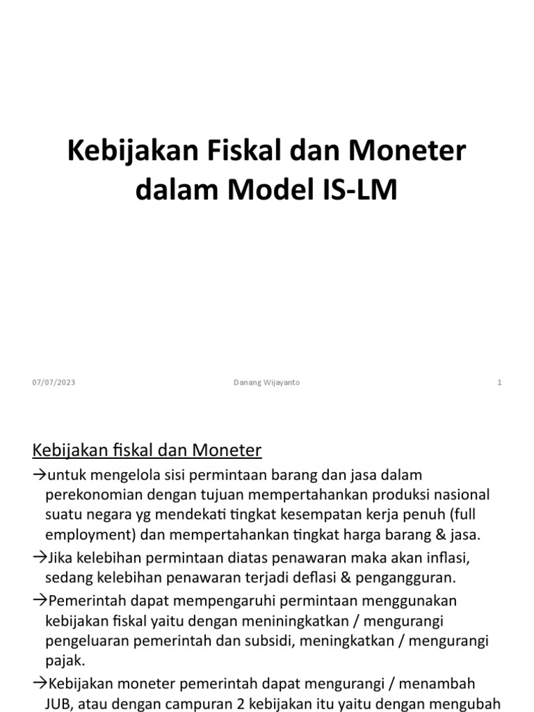 5a. Kebijakan Fiskal Dan Moneter Dalam Model IS-LM | PDF