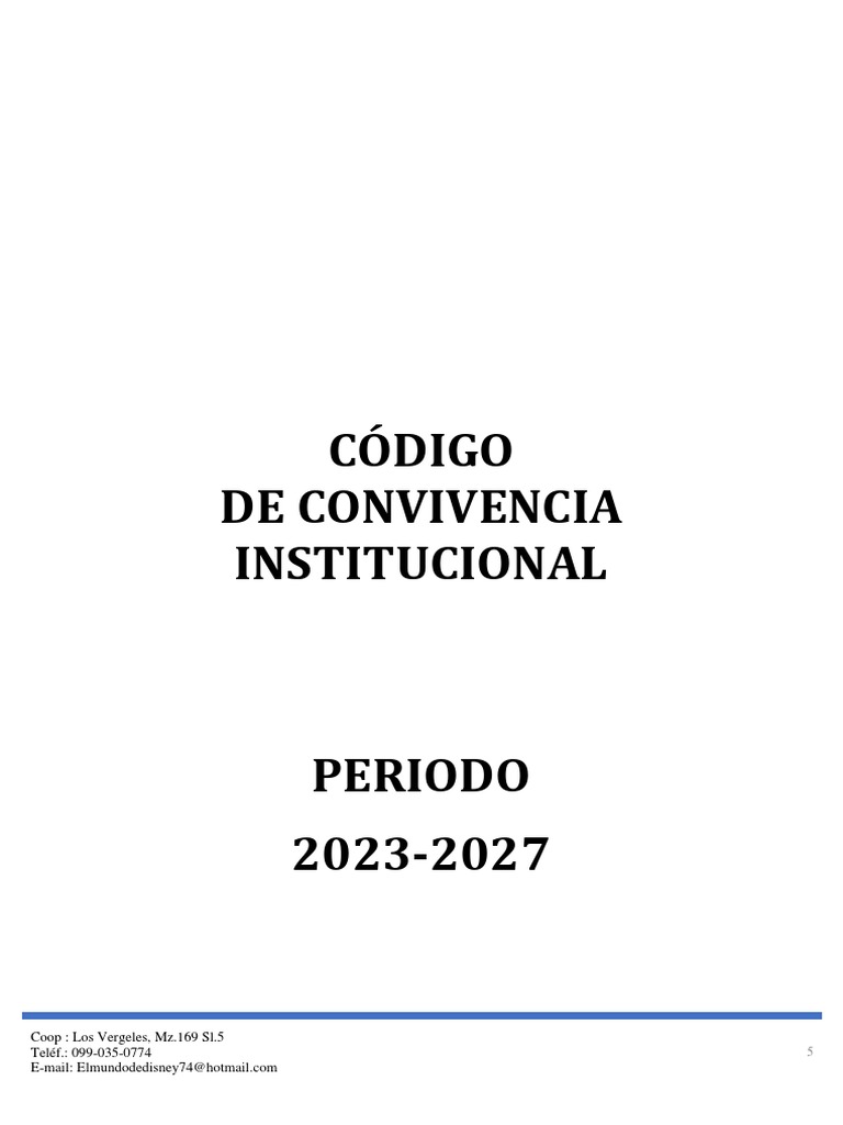 Formato Código De Convivencia A Modo De Ejemplos 7 Julio 2023