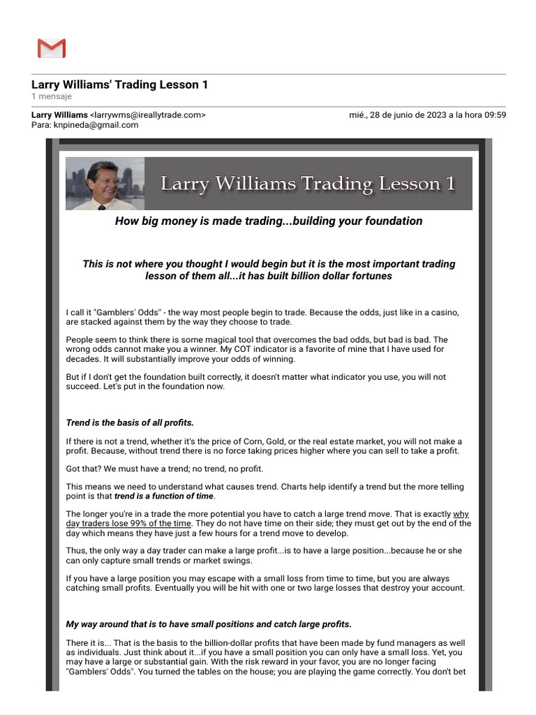 Gmail - Larry Williams' Trading Lesson 1 | PDF | Futures Contract ...