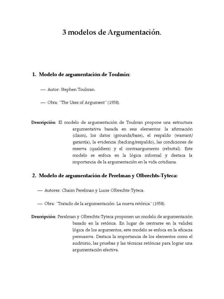 Modelos de Argumentación | PDF