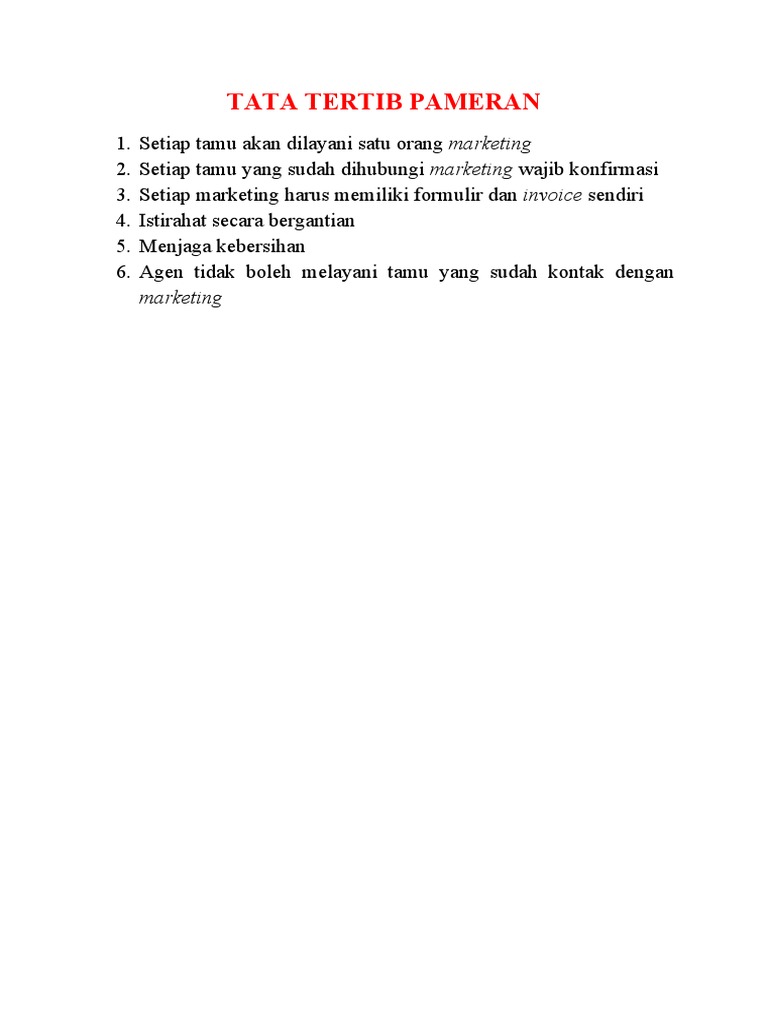 Tata Tertib Pameran | PDF