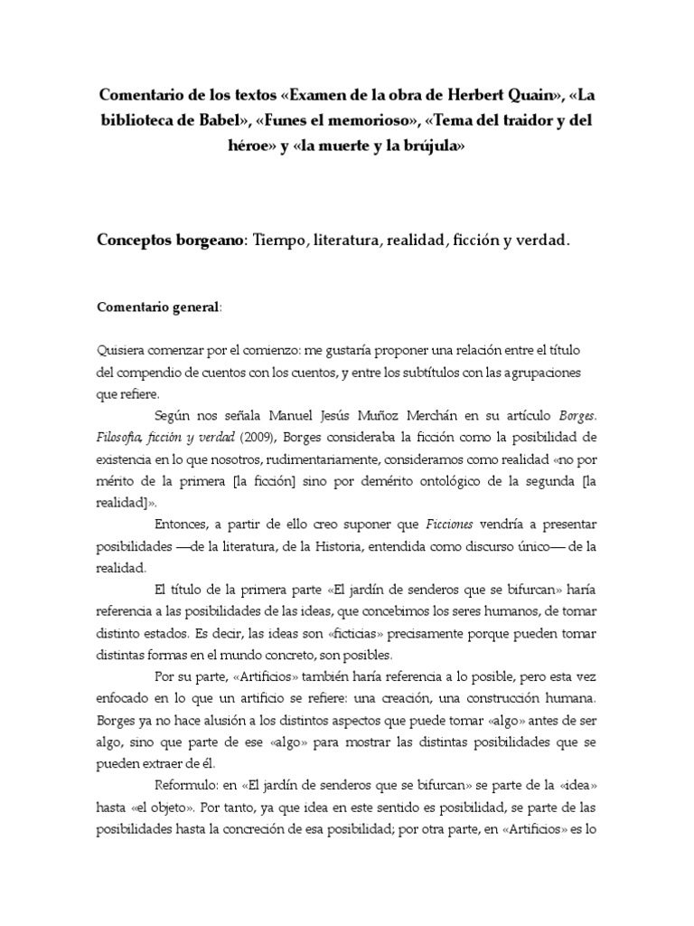 Comentarios de Textos de Borges | PDF | Verdad | Realidad