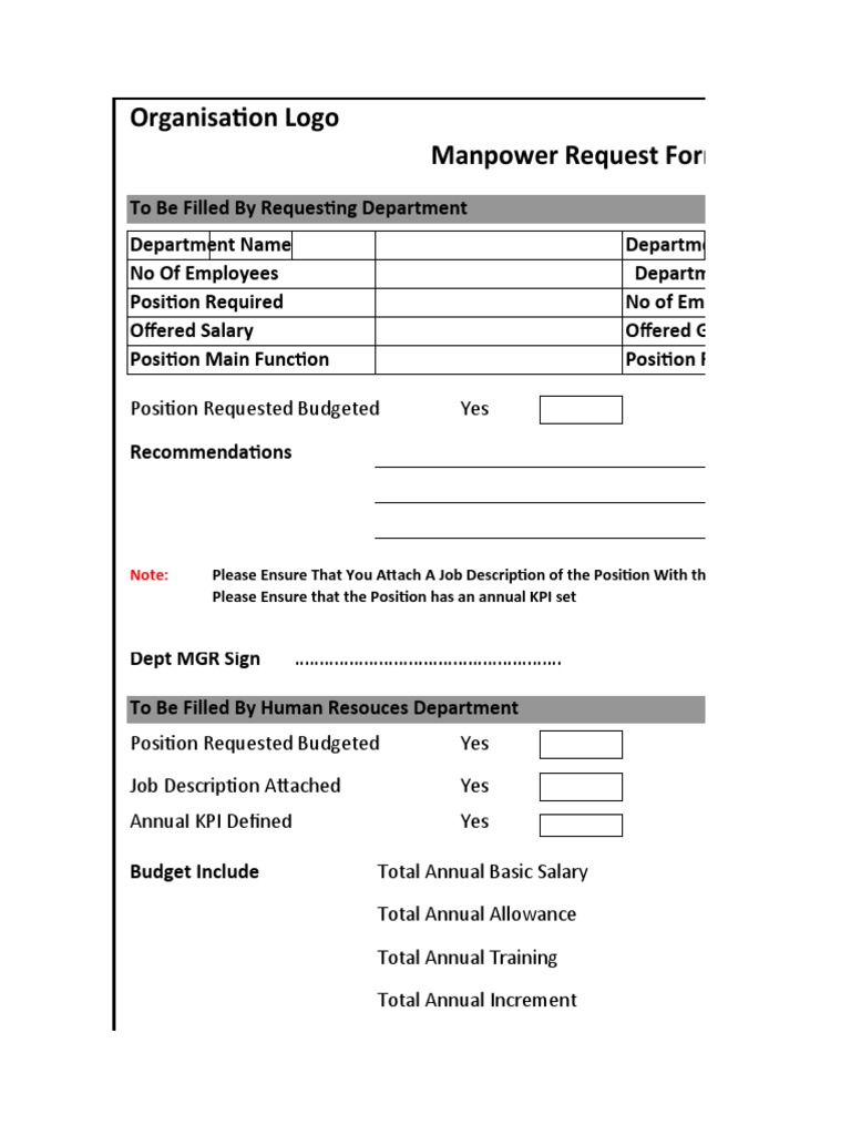 Manpower Planning Form | PDF