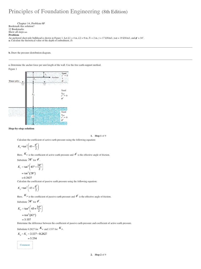 Chapter 14, Problem 6P Principles of Foundation Engineering | PDF