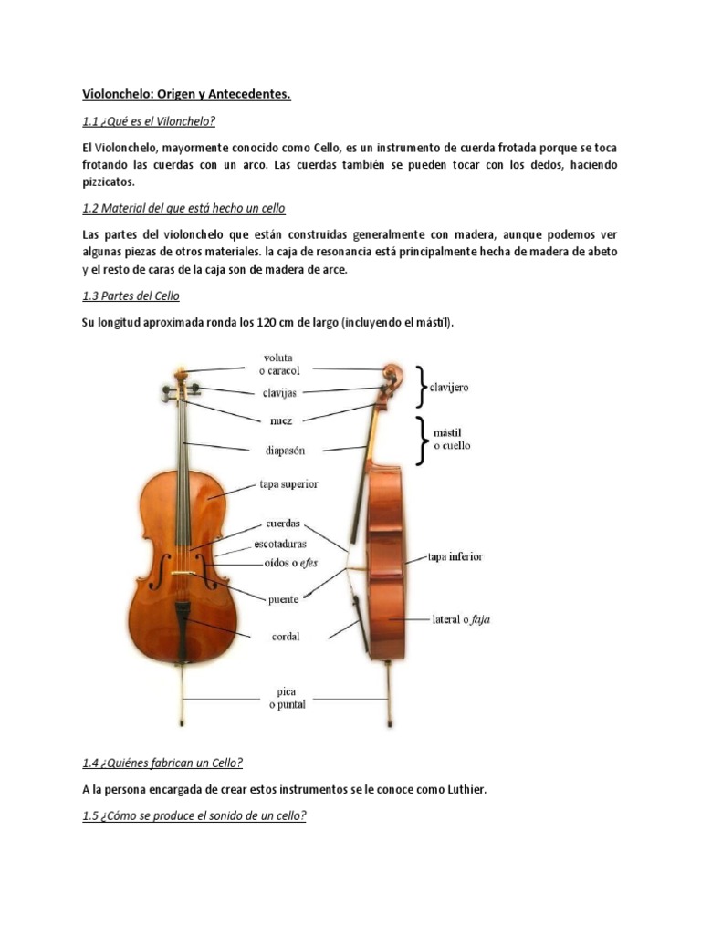 Violonchelo, Origen e Historia Uww | PDF | Violonchelo | Violín