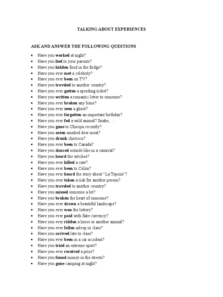 Talking About Experiences | PDF