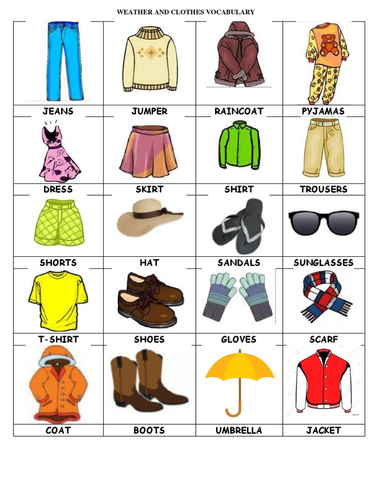 2° Clothes and Weather Vocabulary | PDF