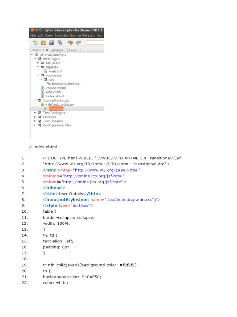 Crud Jsf Pdf Html Xhtml 
