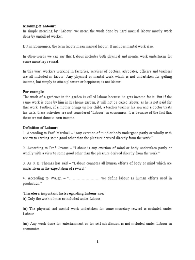 Meaning of Labour | PDF | Career & Growth