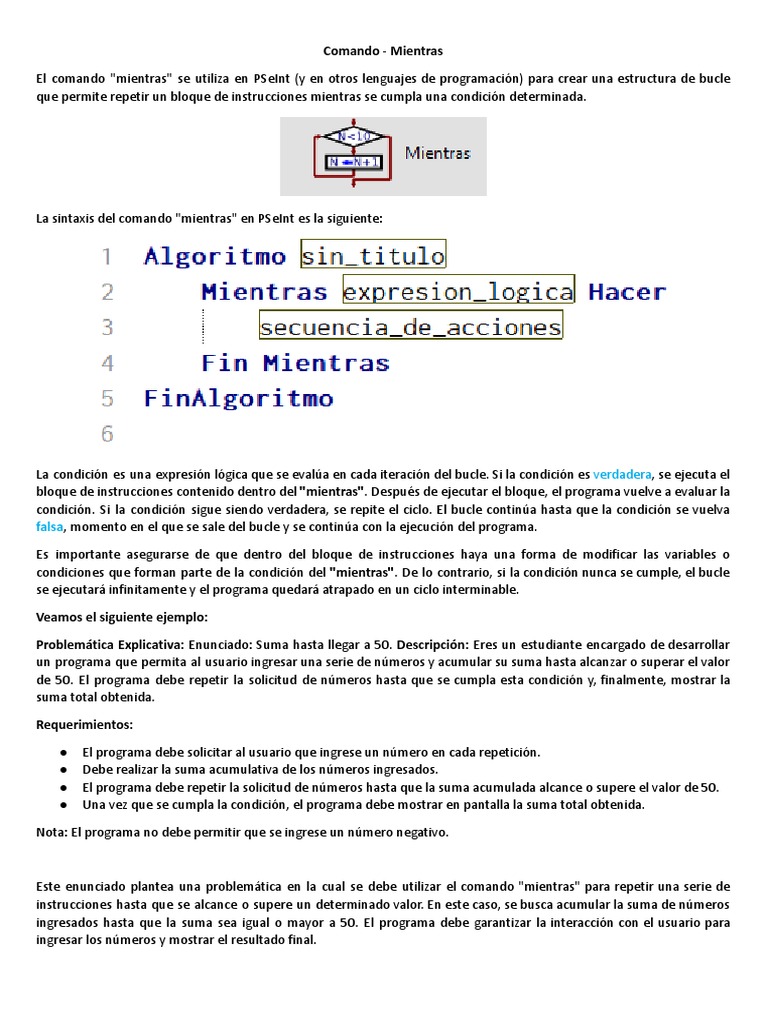 Pseint Mientras | PDF | Algoritmos | Programa de computadora