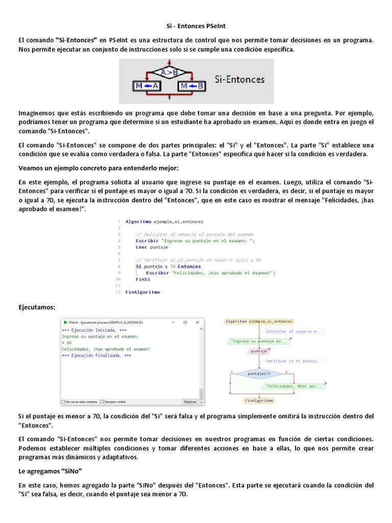 Si - Entonces Pseint | PDF | Algoritmos | Programa de computadora
