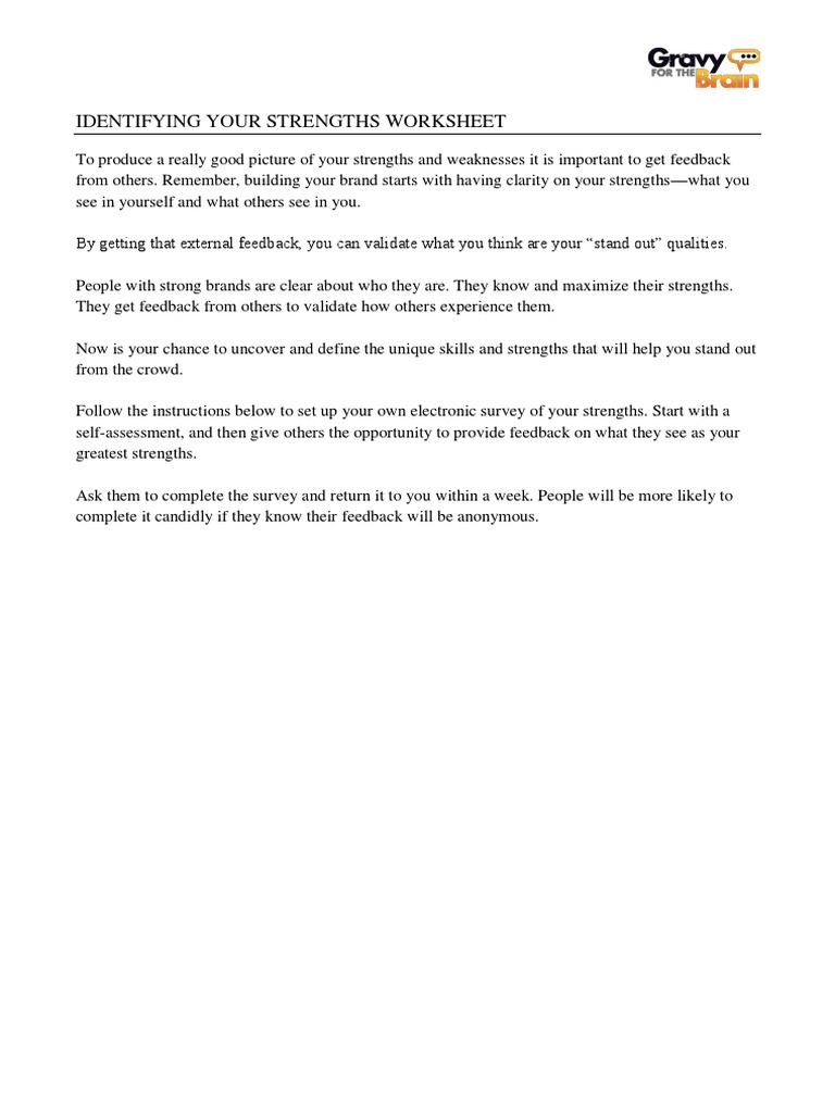 Identifying Your Strengths Weaknesses 1 | PDF | Goal | Cognition