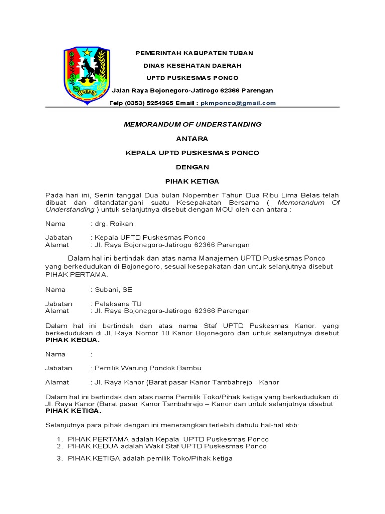 b.MOU dg pihak ketiga edit | PDF