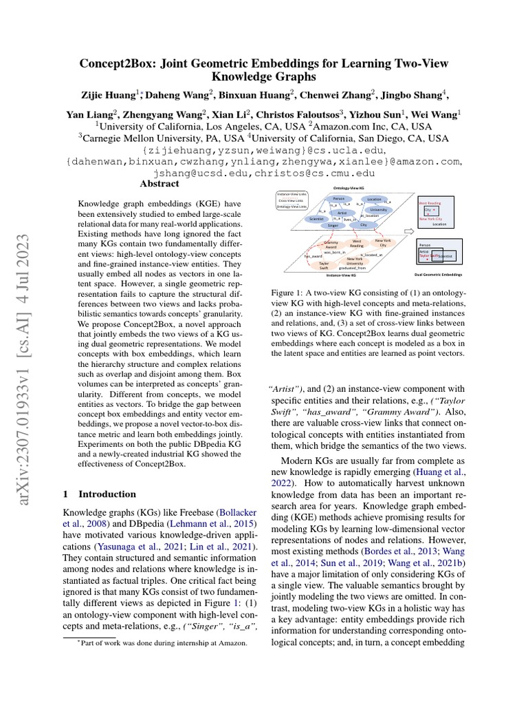 Concept2Box: Joint Geometric Embeddings For Learning Two-View Knowledge Graphs | PDF