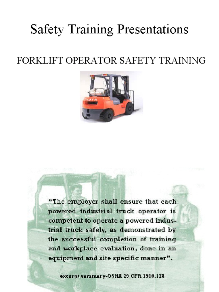 Safety Training Presentations | PDF | Forklift | Leak