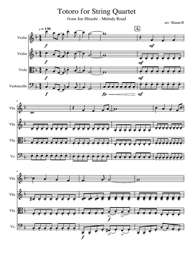 Totoro For String Quartet | PDF | Chamber Music | European Musical ...