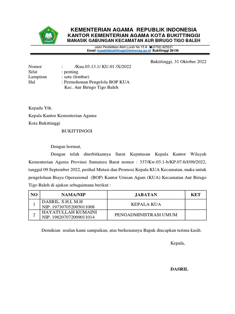 Usulan PENGELOLA BOP | PDF