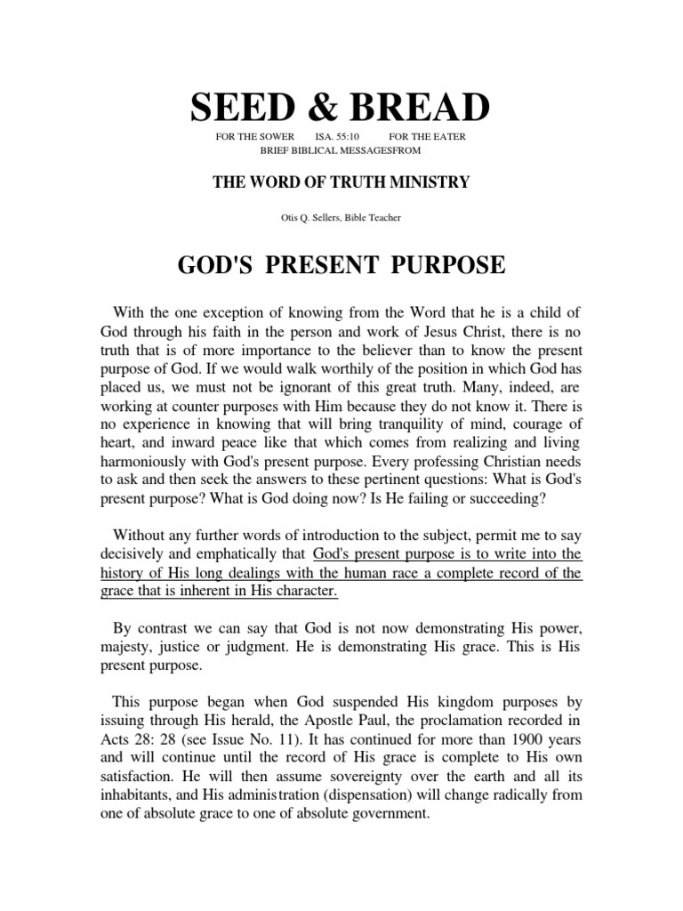 SB064 - GOD's Present Purpose | PDF | God | Divine Grace