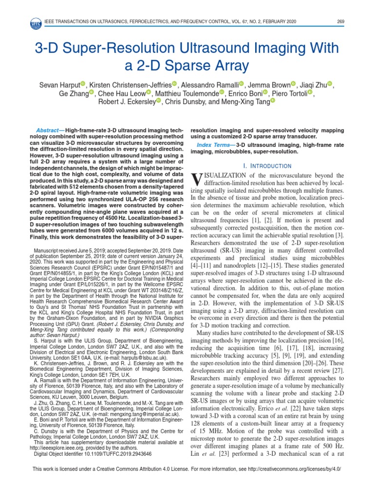 3-D Super-Resolution Ultrasound Imaging With A 2-D Sparse Array | PDF | Medical Ultrasound ...