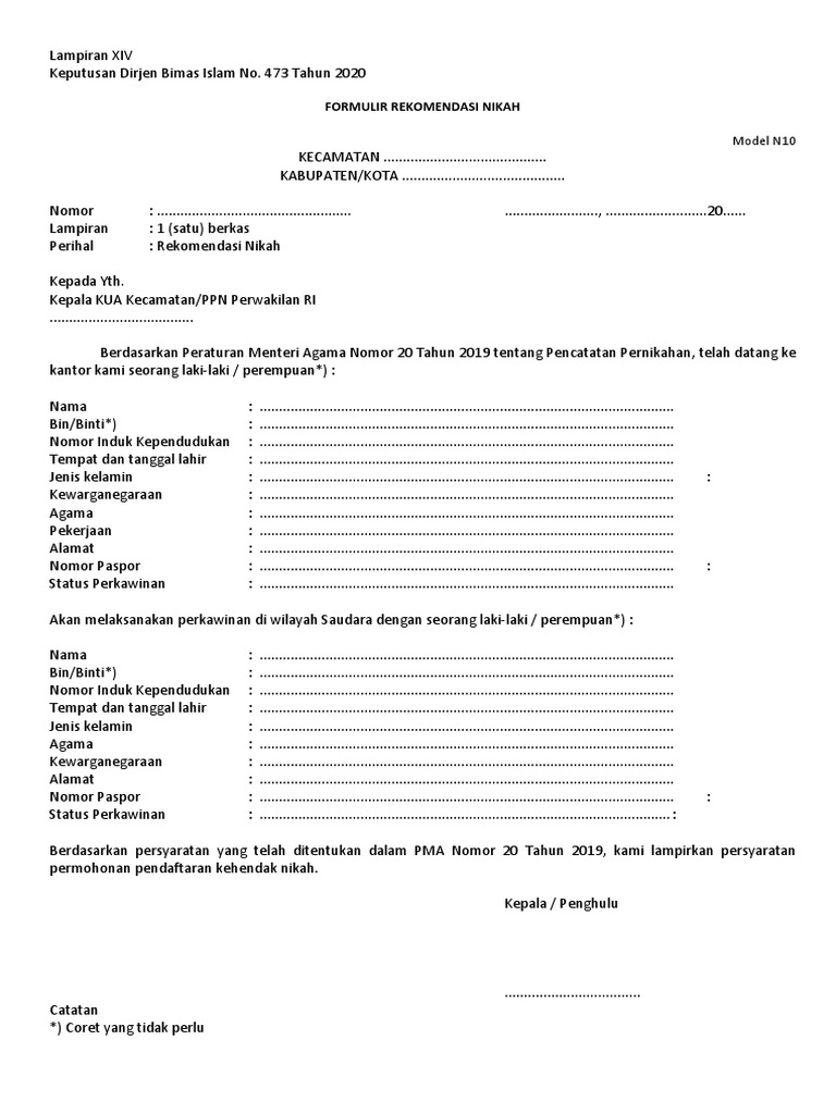 14 Model N10 (REKOMENDASI NIKAH) | PDF
