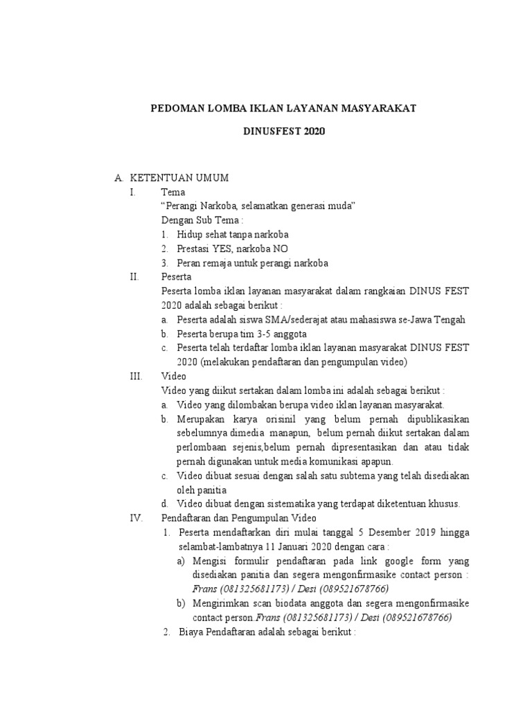 Pedoman Lomba Iklan Layanan Masyarakat | PDF