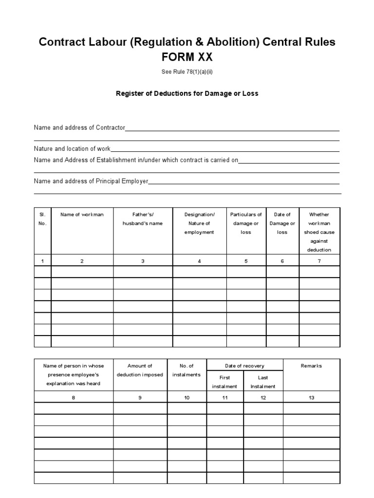 Register of Deductions for Damage or Loss | PDF